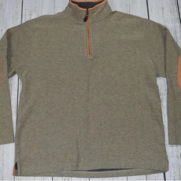 Orvis | Sweaters | Orvis Cotton Quarter Zip With Leather Trim | Poshmark